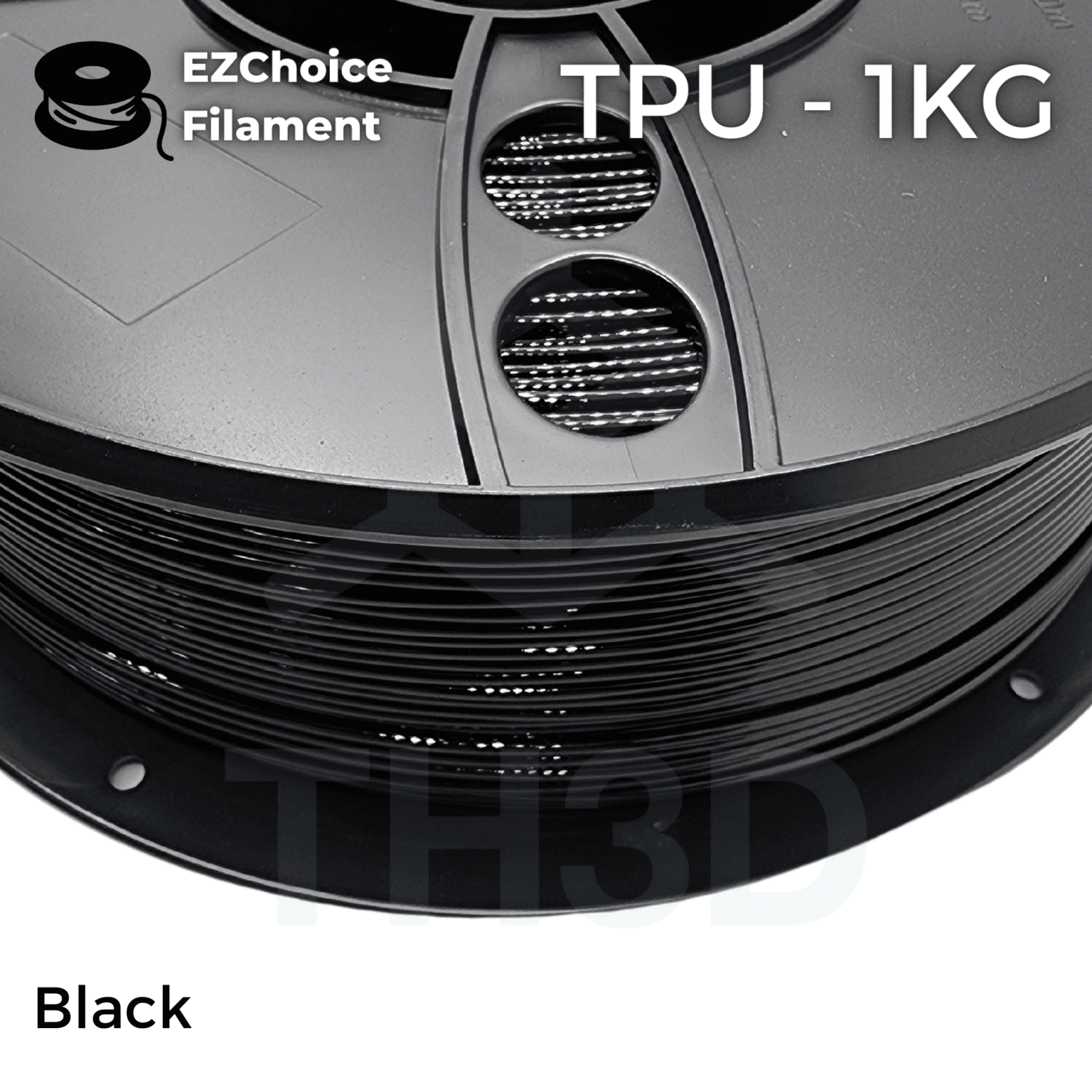 EZChoice Black TPU 95A - 1KG 1.75mm - Flexible - Premium Filament - TH3D Studio LLC