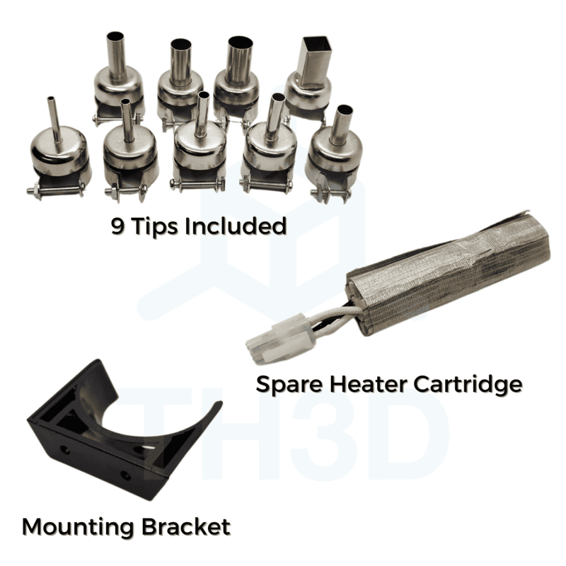 650W Handheld Precision Hot Air Station w/9 Tips - Includes Spare ...