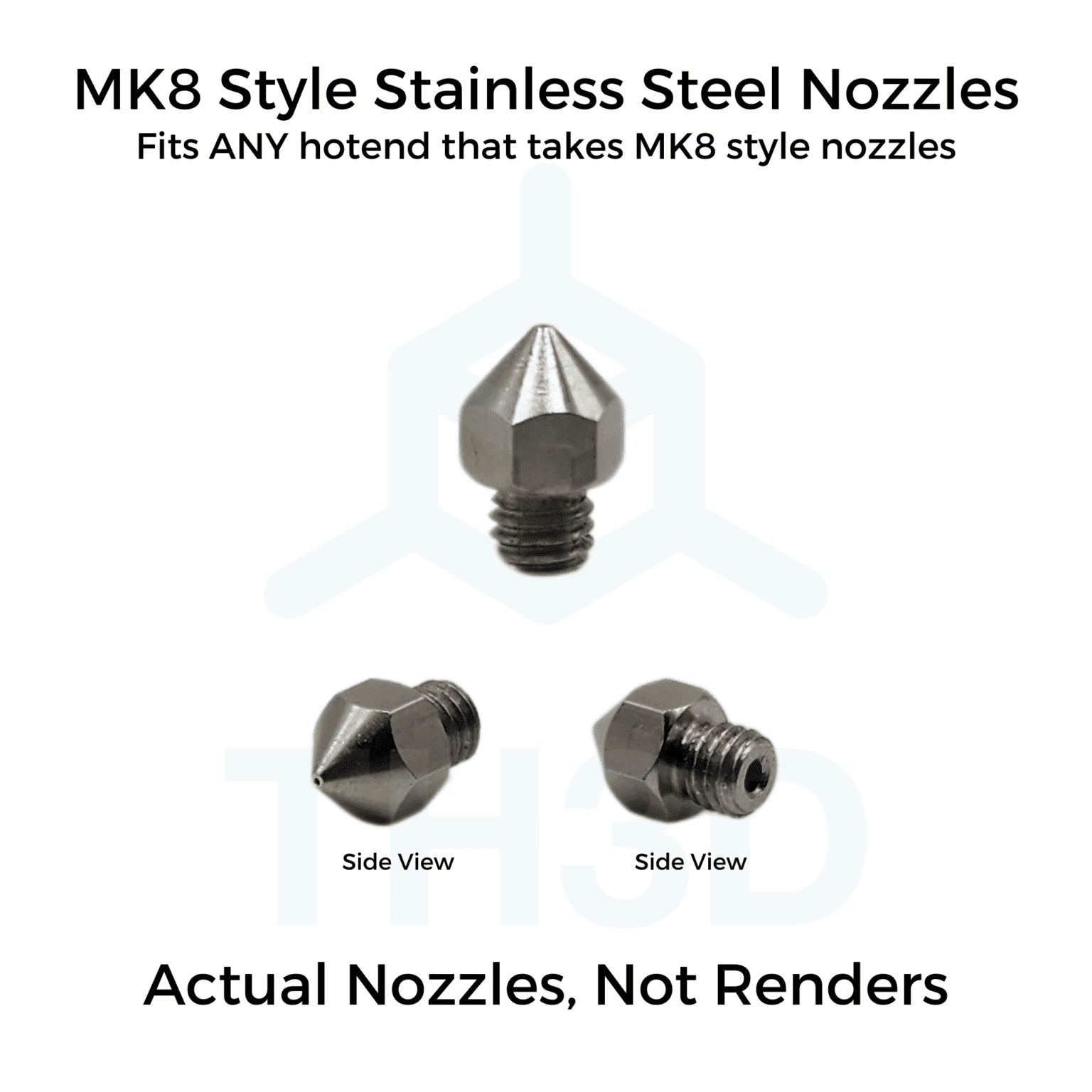 MK8 Style Stainless Steel Nozzles - 0.25mm 0.4mm 0.6mm 0.8mm Sizes ...