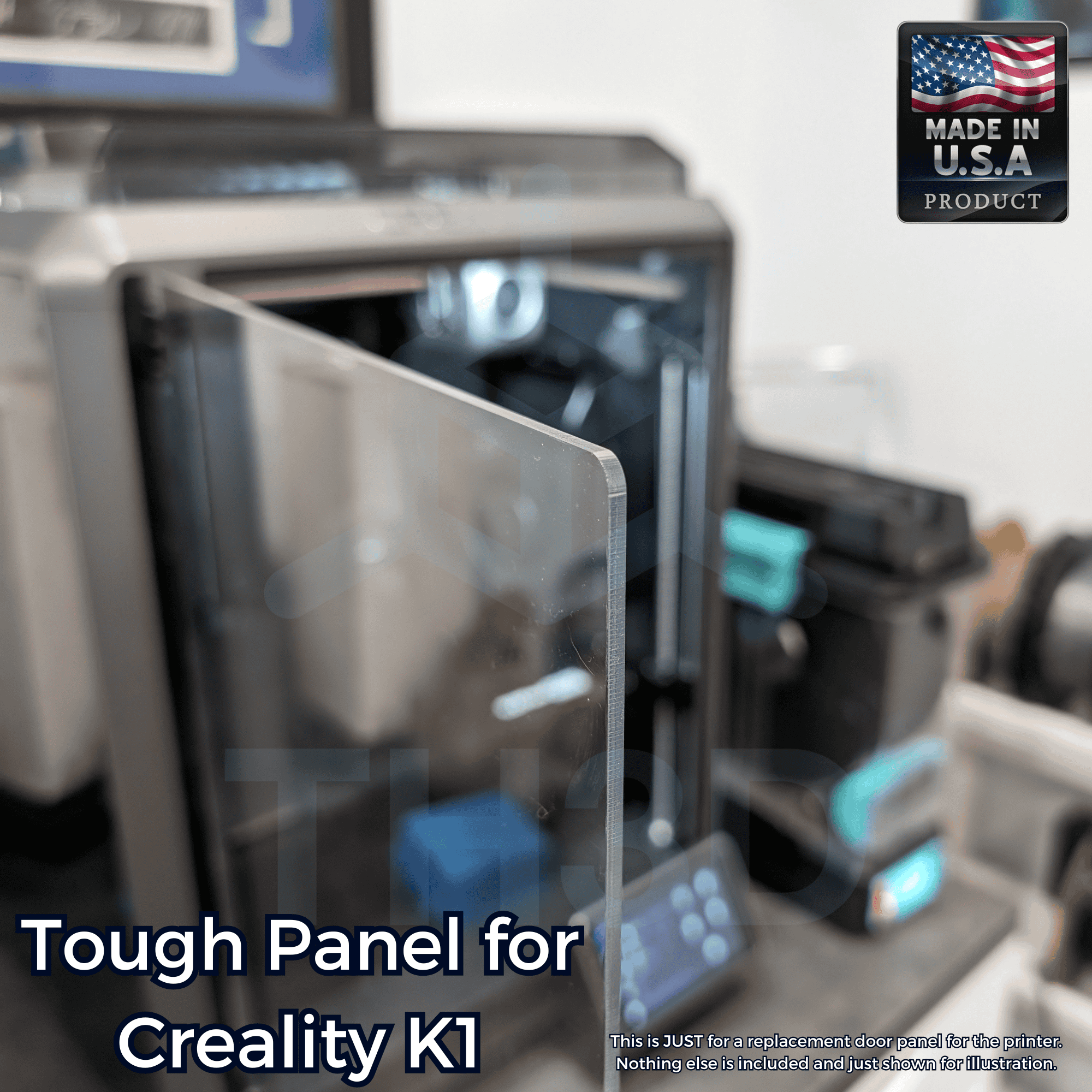 K1/K1C Tough Panel V2 - Glass Door Replacement - Clear and Durable Acrylic Door - TH3D Studio LLC