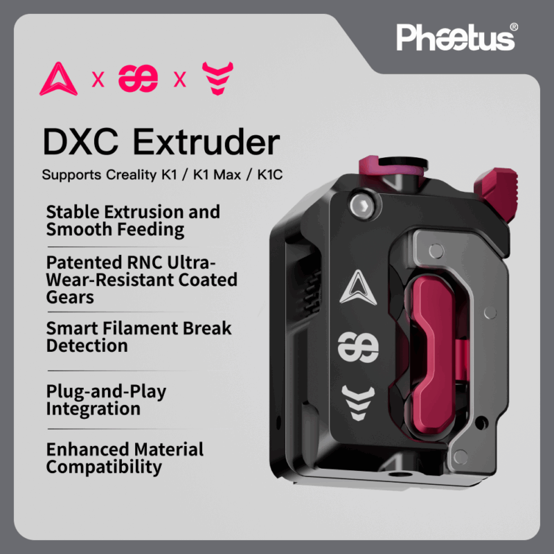 D3vil x Phaetus DXC Extruder - K1/K1C/K1 SE/K1 MAX - Built in Filament ...